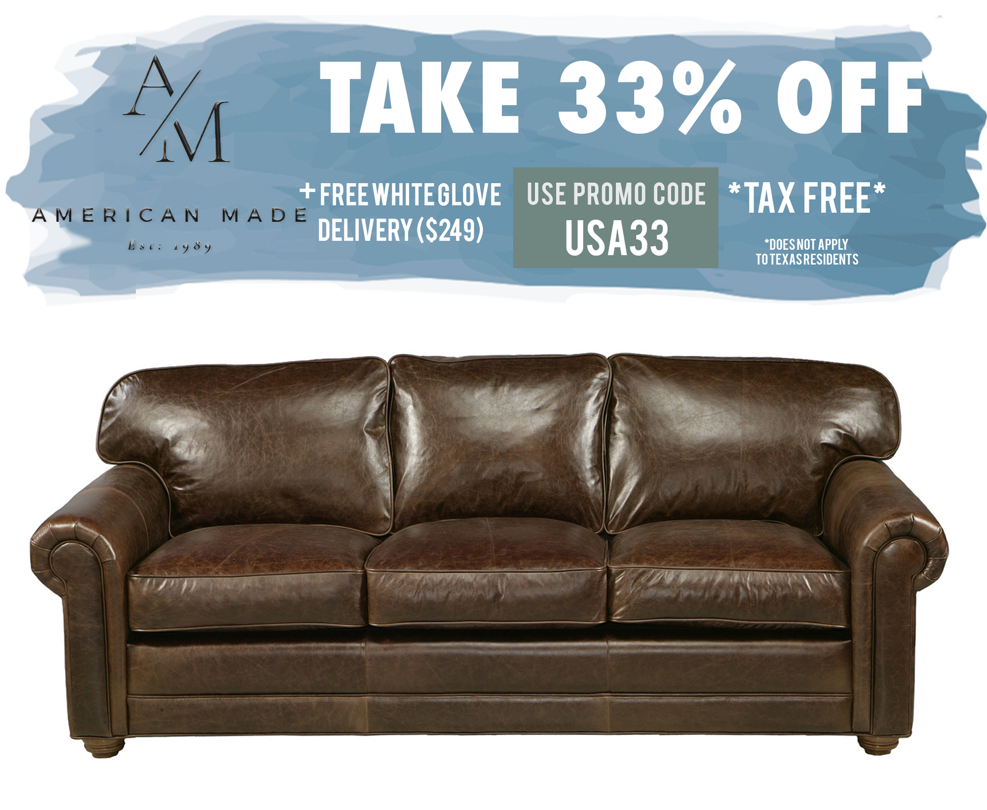 American Made Davenport Sofa Leather Furniture
